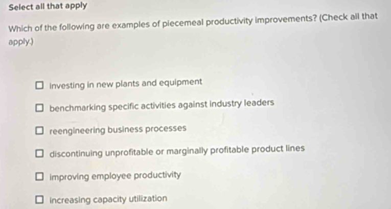 Solved: Select all that apply Which of the following are examples of ...