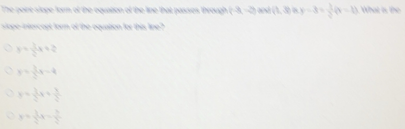 Solved: The point-slope form of the equation of the line that passes ...