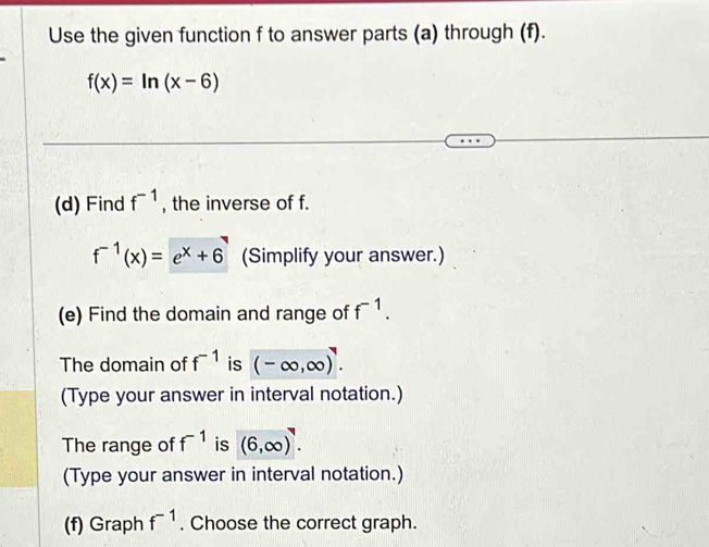 Solved: Use the given function f to answer parts (a) through (f). f(x ...