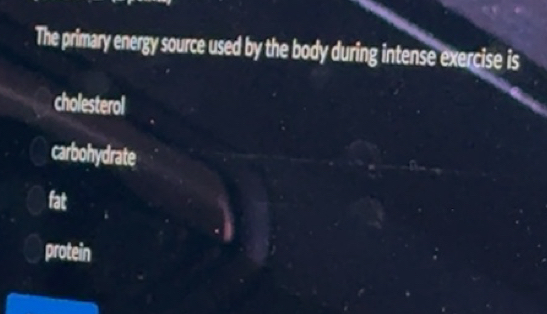 Solved: The primary energy source used by the body during intense ...