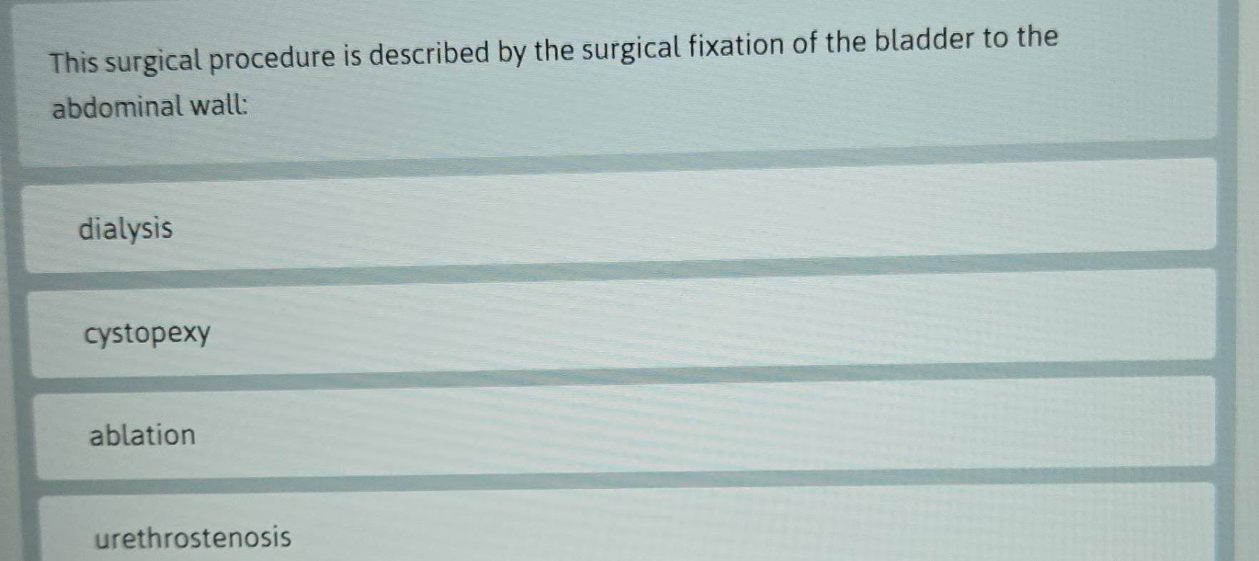 Solved: This surgical procedure is described by the surgical fixation ...
