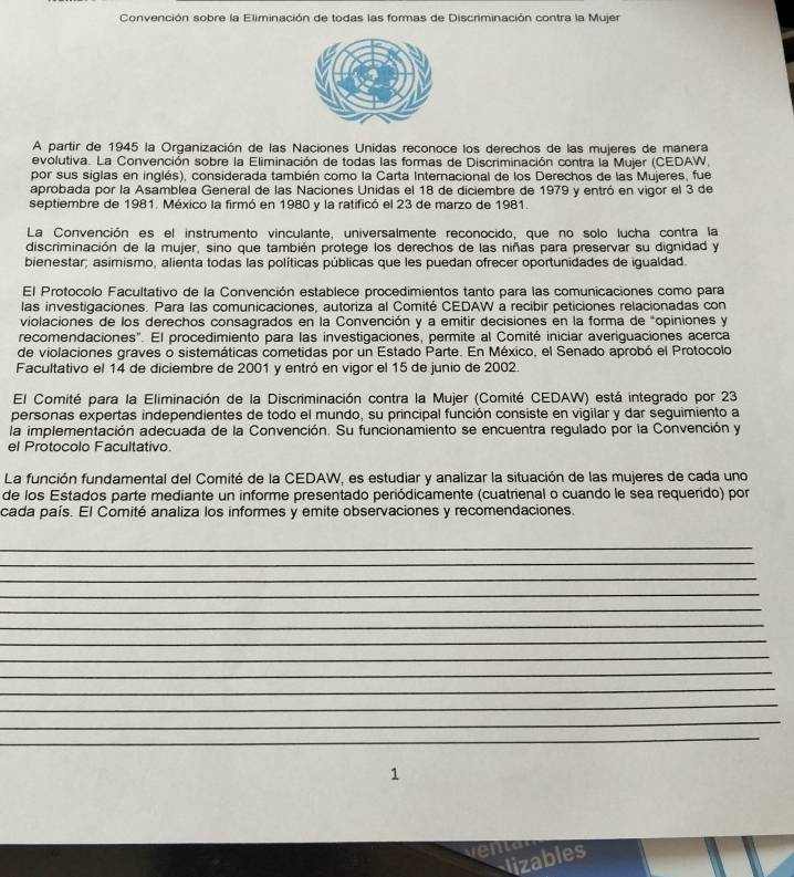 Resuelto:Convención sobre la Eliminación de todas las formas de ...