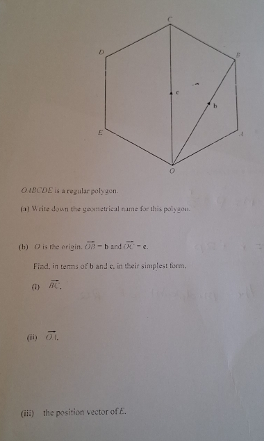Solved: OABCDE is a regular polygon. (a) Write down the geometrical name for this polygon. (b) O ...
