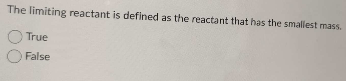 Solved: The limiting reactant is defined as the reactant that has the ...