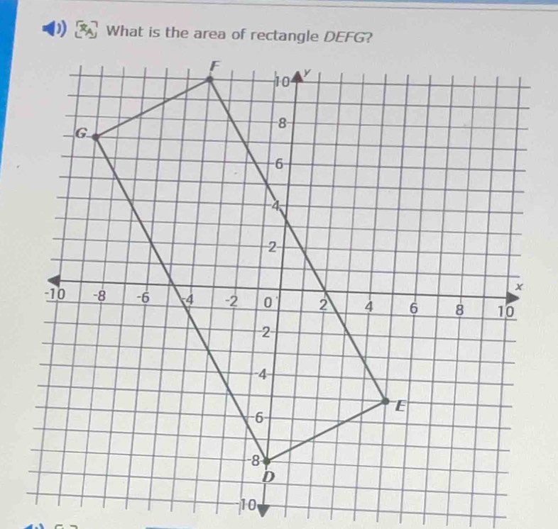 Solved: What is the area of rectangle DEFG? [Math]