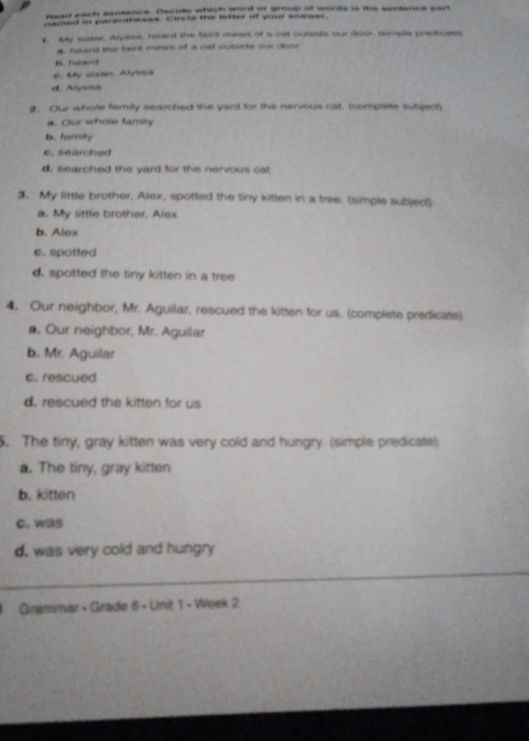 Solved: fead each sentence. Decide which word or group of words is the ...