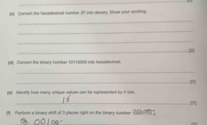 Solved: Convert the hexadecimal number 2F into denary. Show your ...