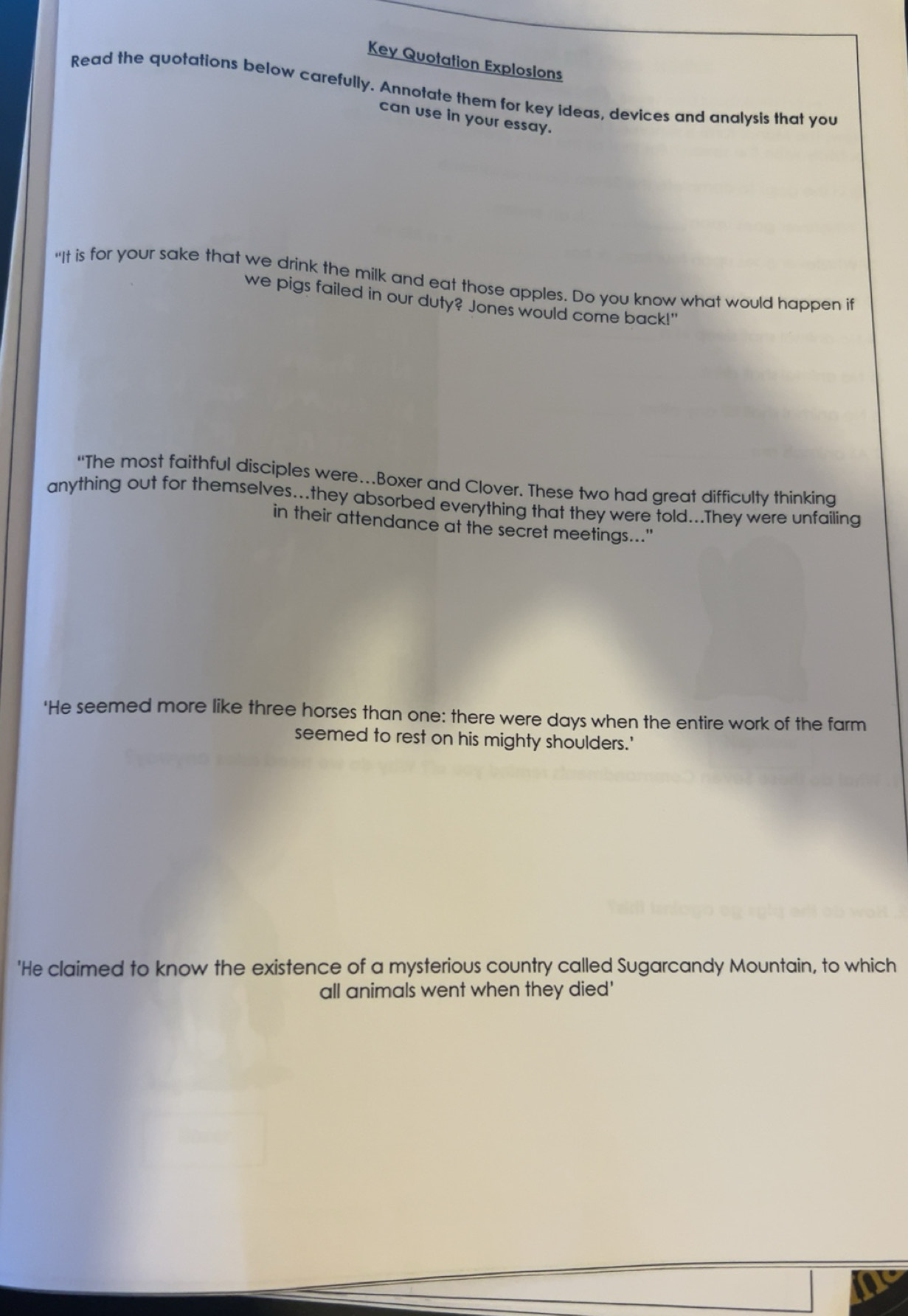 Solved: Key Quotation Explosions Read the quotations below carefully ...