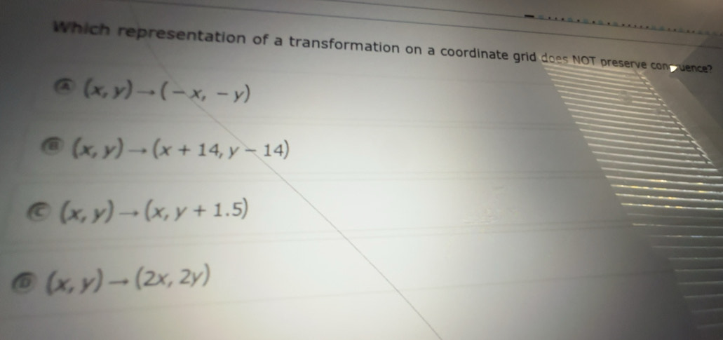 Solved: Which representation of a transformation on a coordinate grid ...