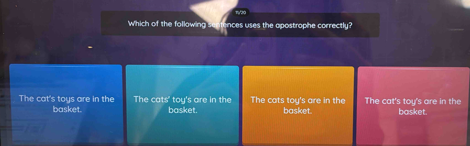 Solved: 11/20 Which of the following sentences uses the apostrophe ...