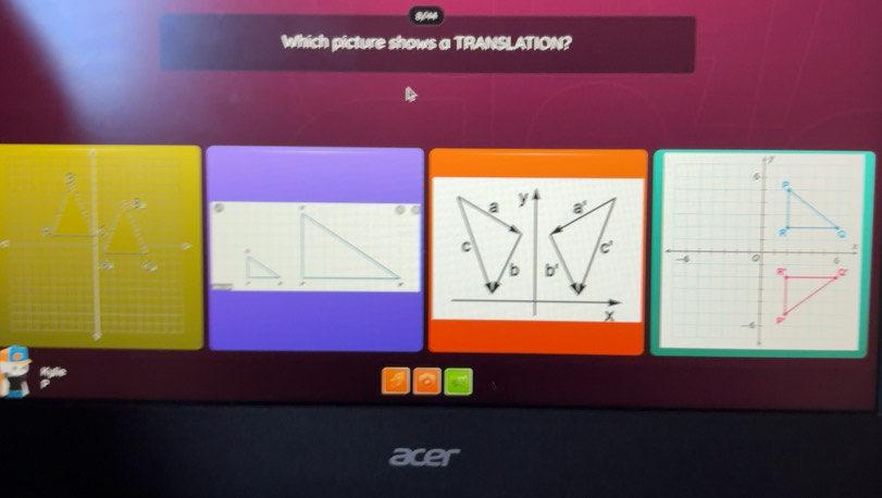 Solved: Which picture shows a TRANSLATION? x 。 a [Math]