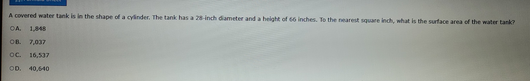 Solved: A covered water tank is in the shape of a cylinder. The tank ...