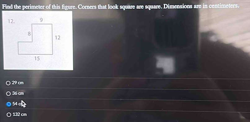 Solved: Find the perimeter of this figure. Corners that look square are ...