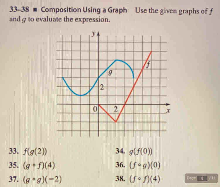 Solved: 33-38 Composition Using a Graph Use the given graphs of f and g ...