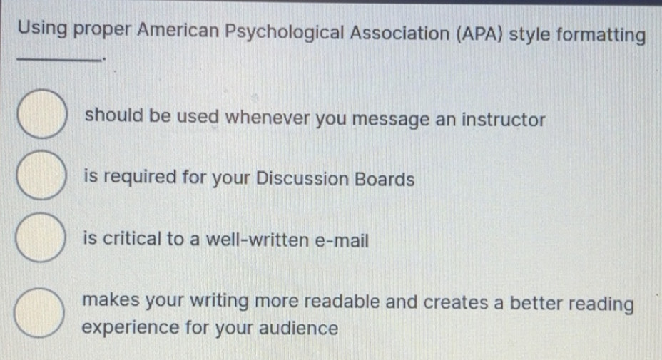 Solved: Using proper American Psychological Association (APA) style ...