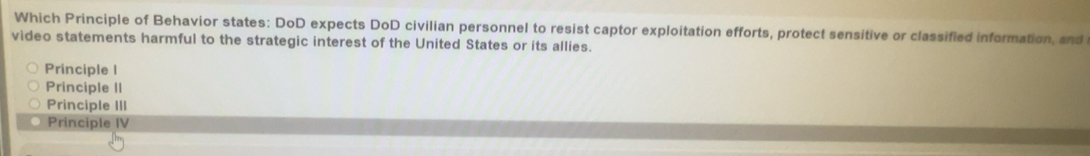 Solved: Which Principle of Behavior states: DoD expects DoD civilian ...