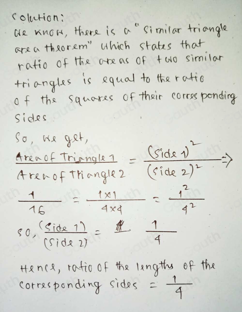 Solved: What is the ratio of the lengths of the corresponding sides of ...