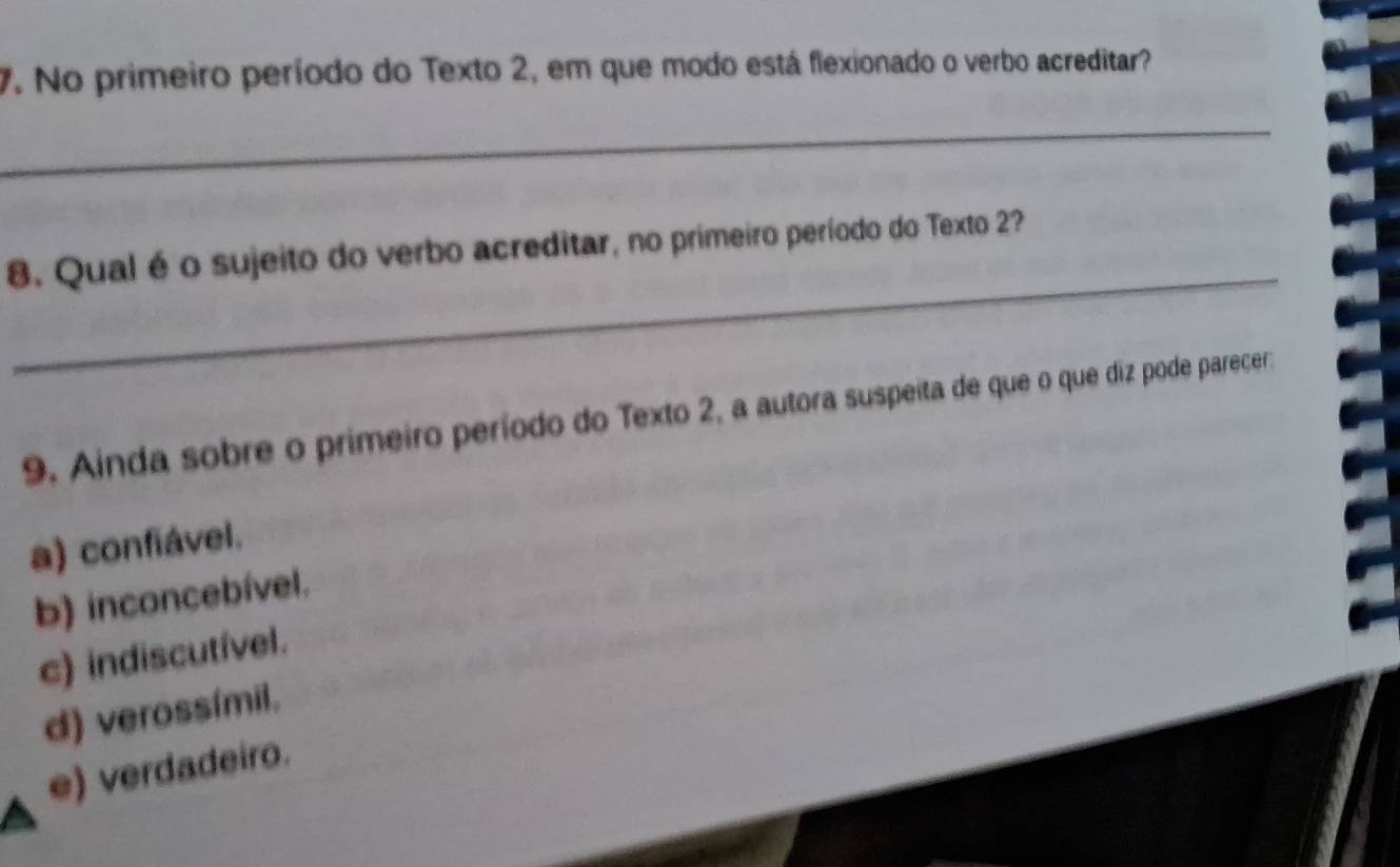 Resolvido:No primeiro período do Texto 2, em que modo está flexionado o ...