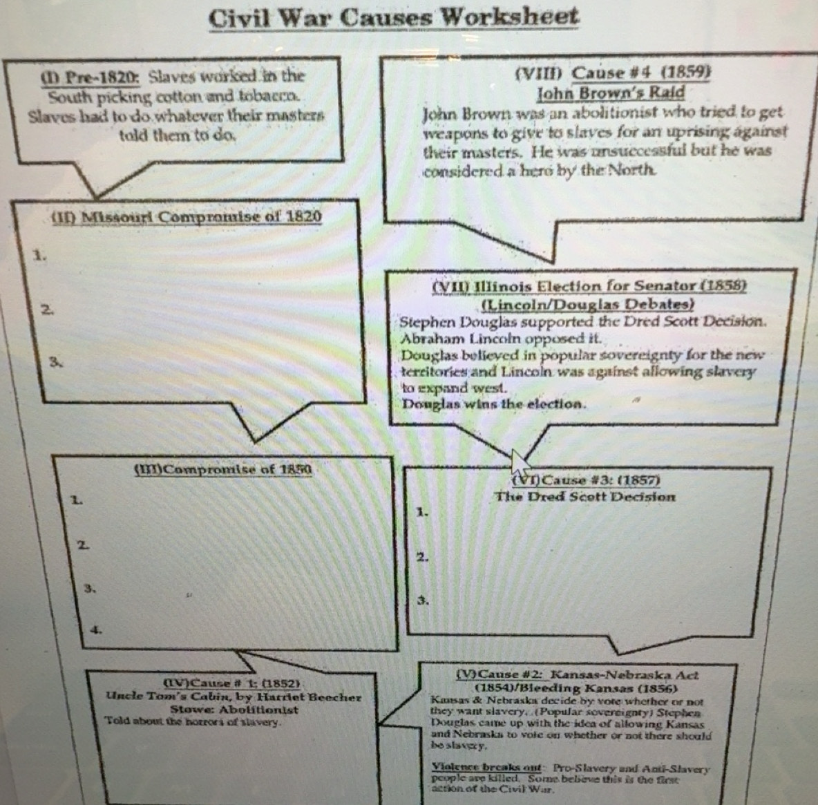 Solved: Civil War Causes Worksheet St t 1 Violence breaks out: Pro ...