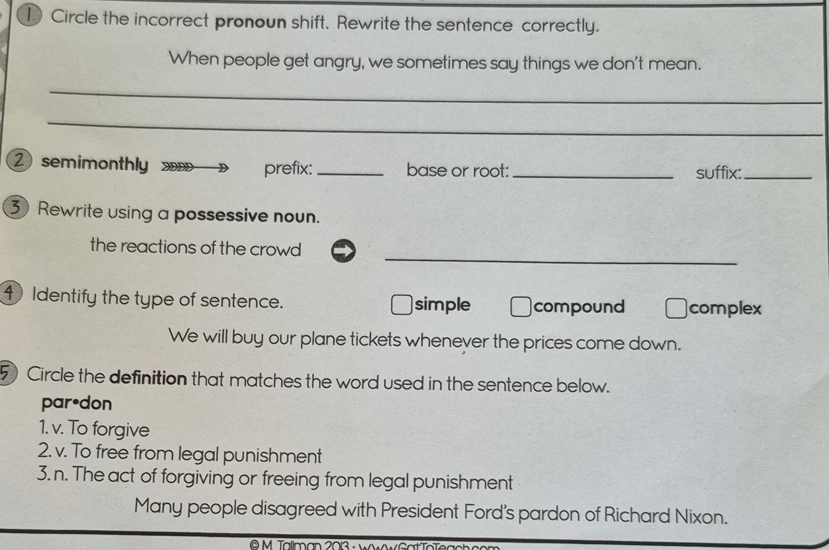 Solved: Circle the incorrect pronoun shift. Rewrite the sentence ...