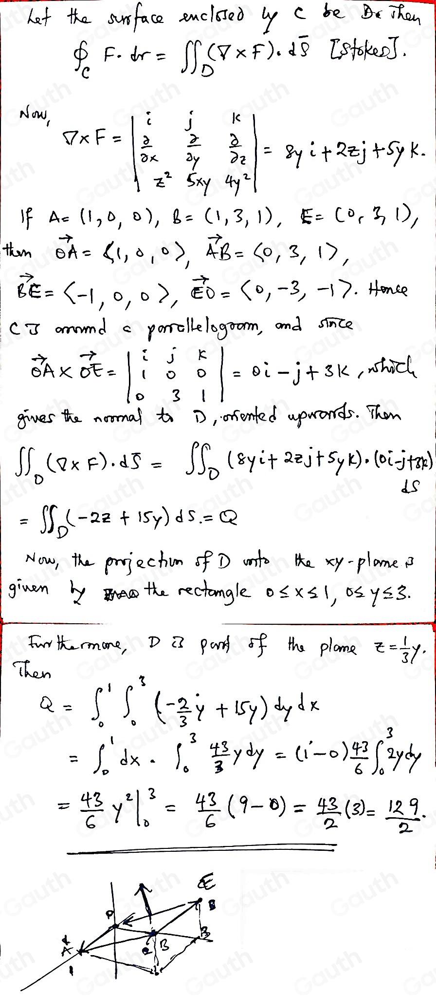 Solved: A particle moves along line segments from the origin to the ...