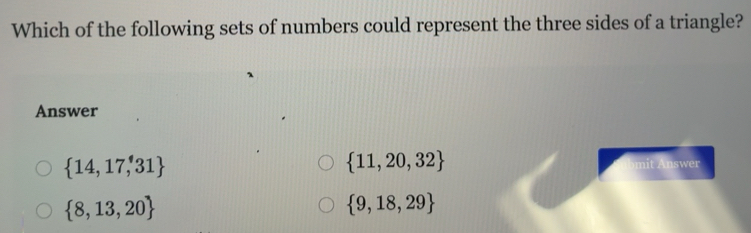 Solved: Which of the following sets of numbers could represent the ...