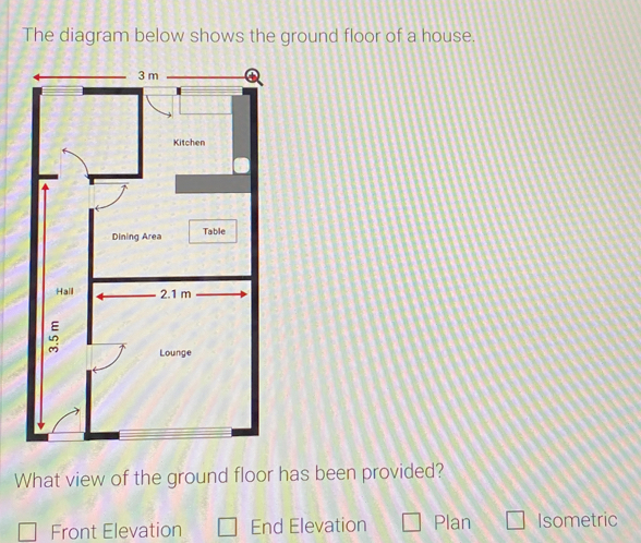 Solved: The diagram below shows the ground floor of a house. What view ...