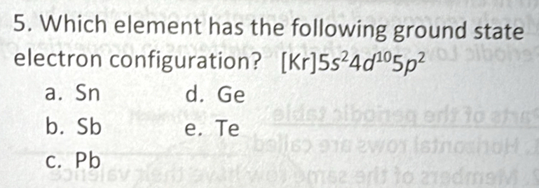 Solved: Which element has the following ground state electron ...
