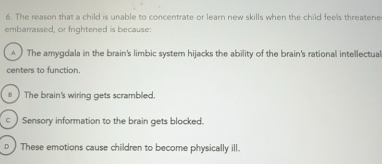 Solved: The reason that a child is unable to concentrate or learn new ...
