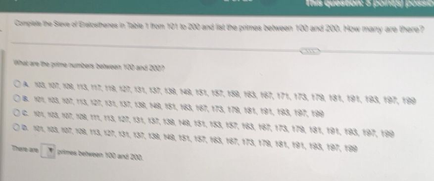 Solved: This question: o point(s) possio Complete the Sieve of ...