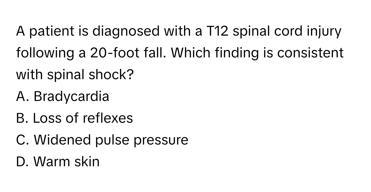 Solved: A patient is diagnosed with a T12 spinal cord injury following ...