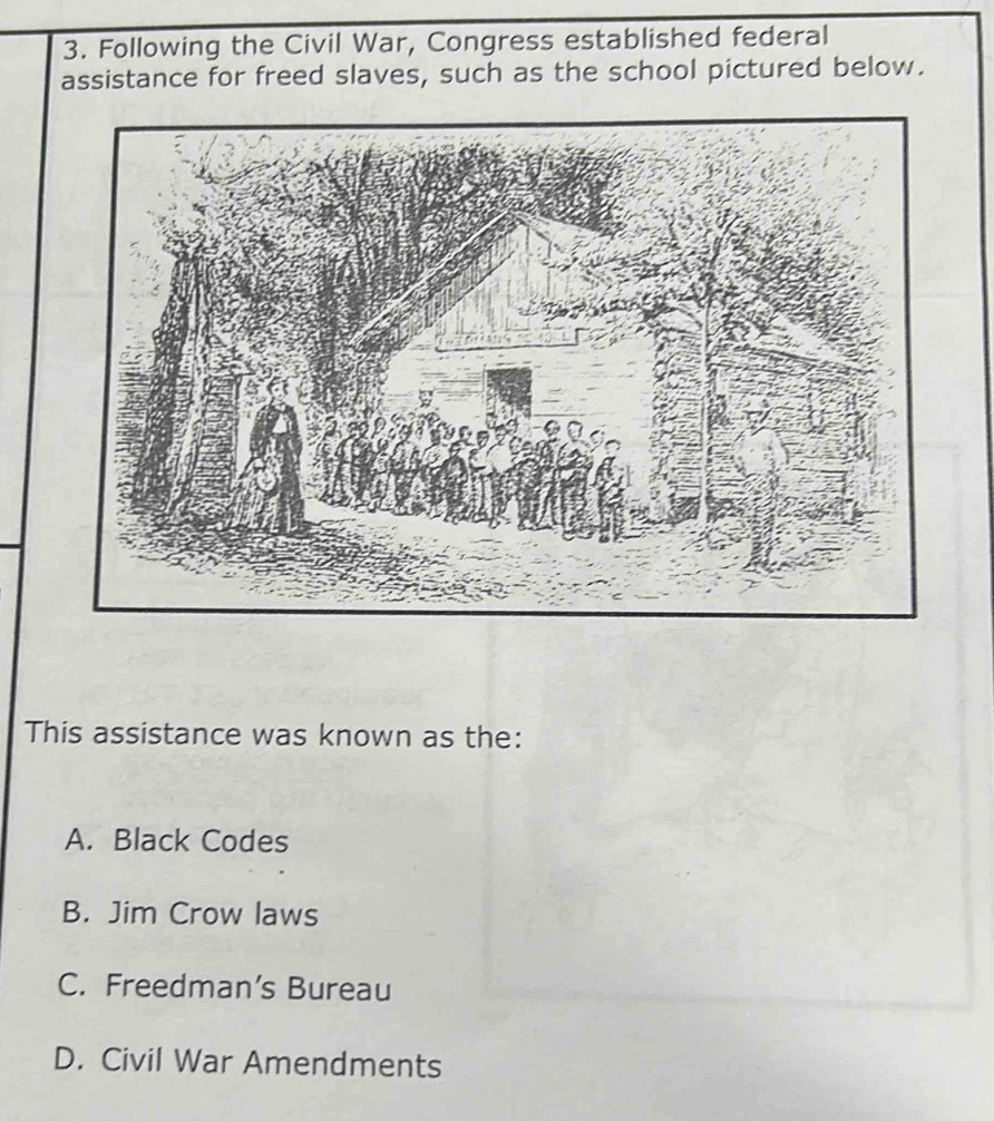 Solved: Following the Civil War, Congress established federal ...