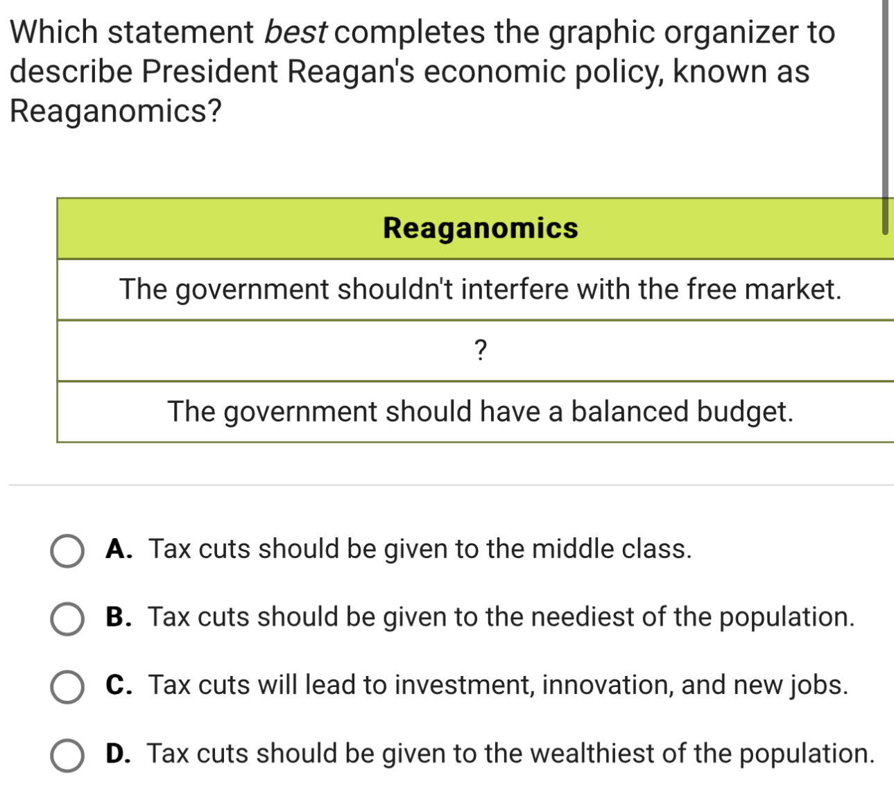 Solved: Which statement best completes the graphic organizer to ...