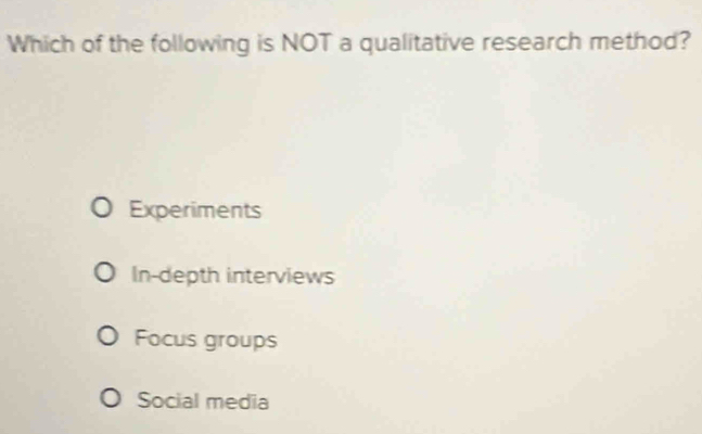Solved: Which of the following is NOT a qualitative research method ...