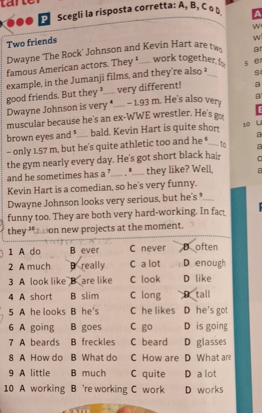 Risolto:tarter P Scegli la risposta corretta: A, B, C o D A W Two ...