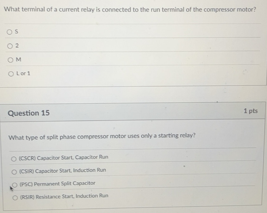 Solved: What terminal of a current relay is connected to the run ...