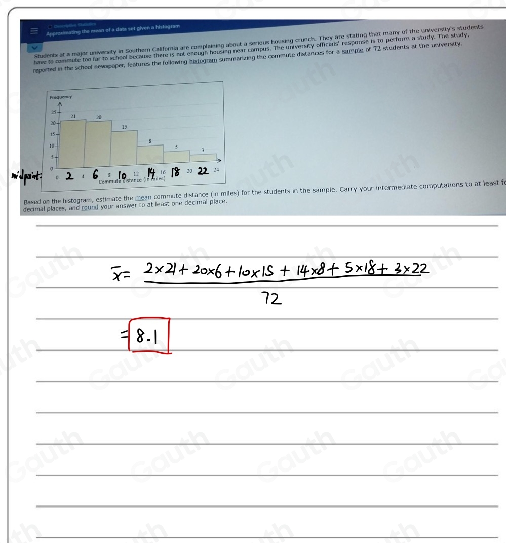Solved: Descriptive Statistics Approximating the mean of a data set ...