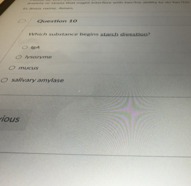 Solved: aniety or stress that might intertere with he In Jesus namé ...