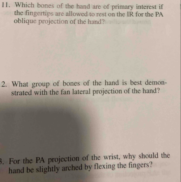 Solved: Which bones of the hand are of primary interest if the ...