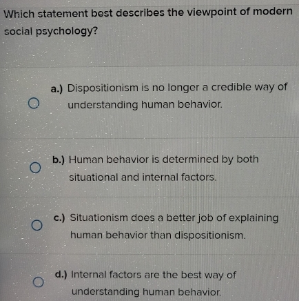 Solved: Which statement best describes the viewpoint of modern social ...