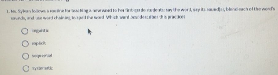 Solved: Ms. Sylvan follows a routine for teaching a new word to her ...