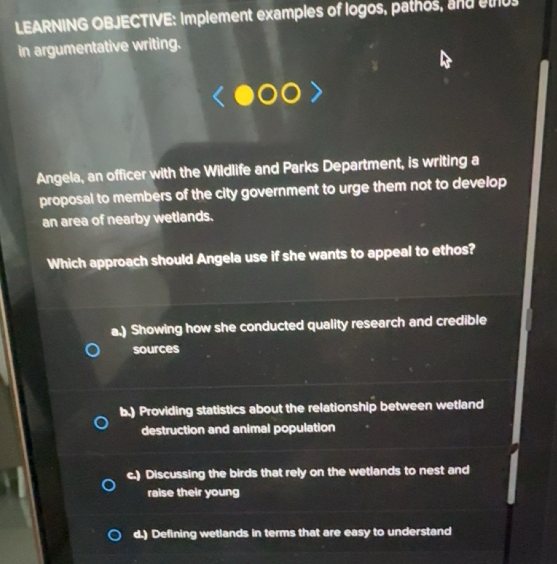 Solved: LEARNING OBJECTIVE: Implement examples of logos, pathos, and ...