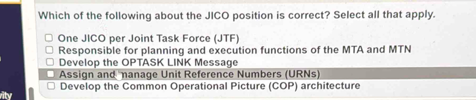 Solved: Which of the following about the JICO position is correct ...