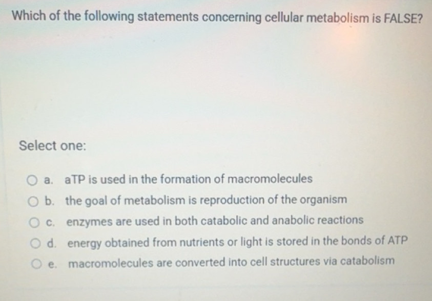 Solved: Which of the following statements concerning cellular ...