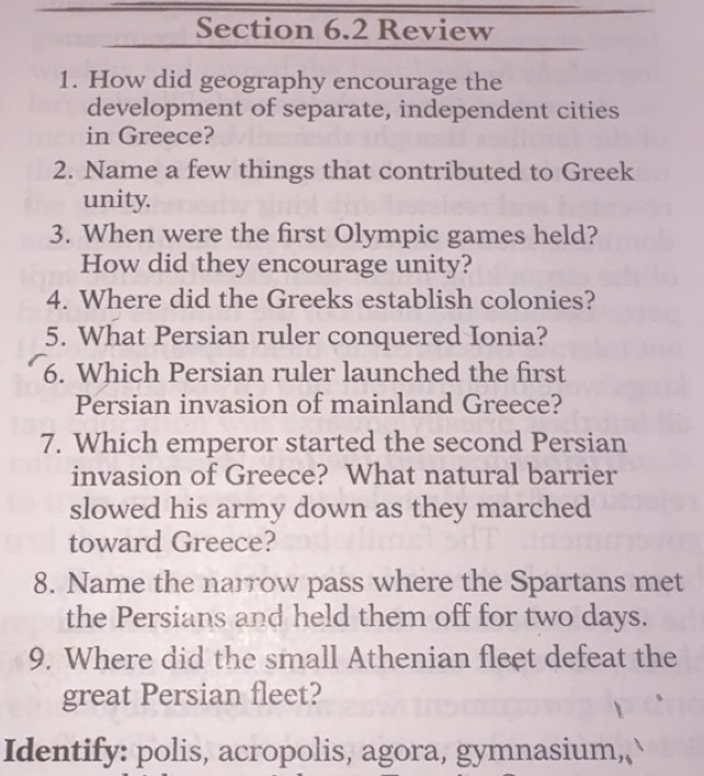 Solved: Review 1. How did geography encourage the development of ...