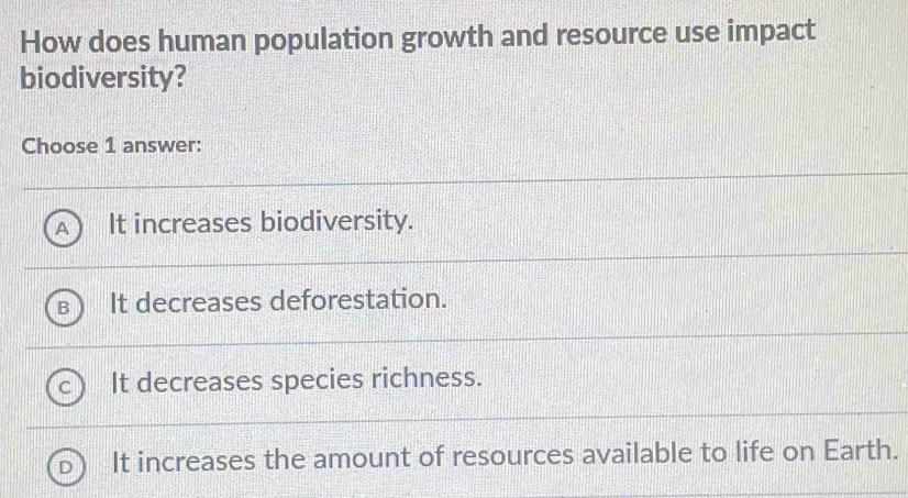 Solved: How does human population growth and resource use impact ...