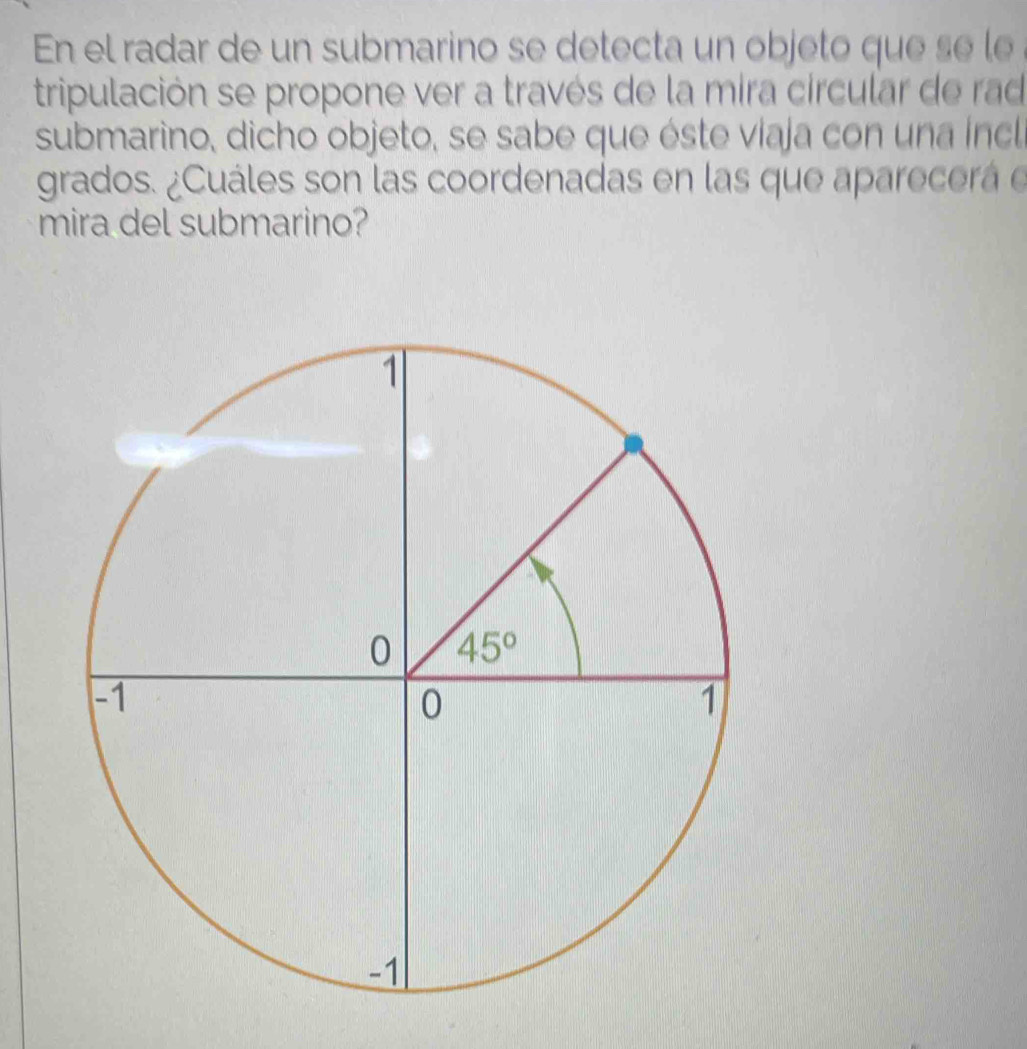Resuelto:En el radar de un submarino se detecta un objeto que se le ...