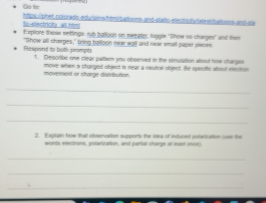 Solved: Go to: https://phet.colorado.edu/sims/html/balloons-and-static ...
