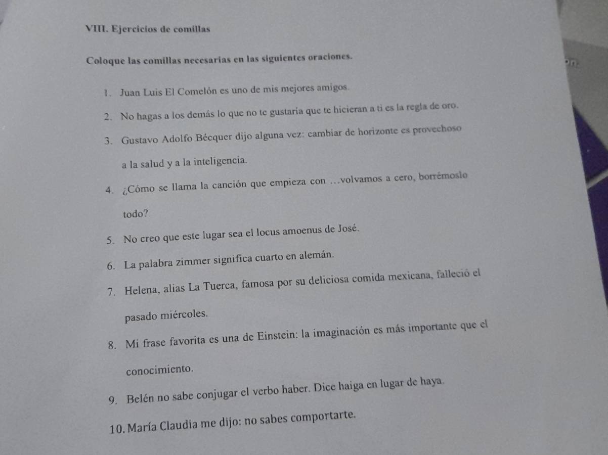 Ejercicios de comíllas Coloque las comillas necesarias en las ...
