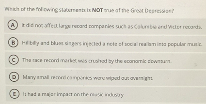 Solved: Which of the following statements is NOT true of the Great ...